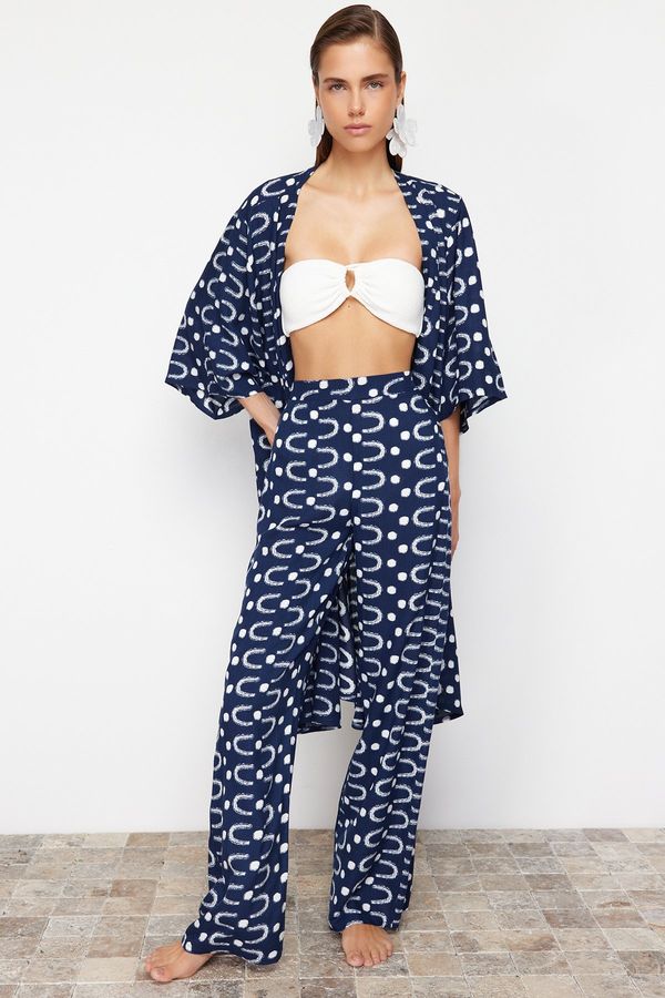 TRENDYOL GEOMETRIC PATTERNED WOVEN TROUSERS
