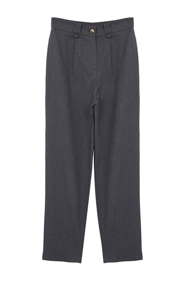 TRENDYOL ANTHRACITE CARROT HIGH WAIST POLYVISCON WOVEN TROUSERS