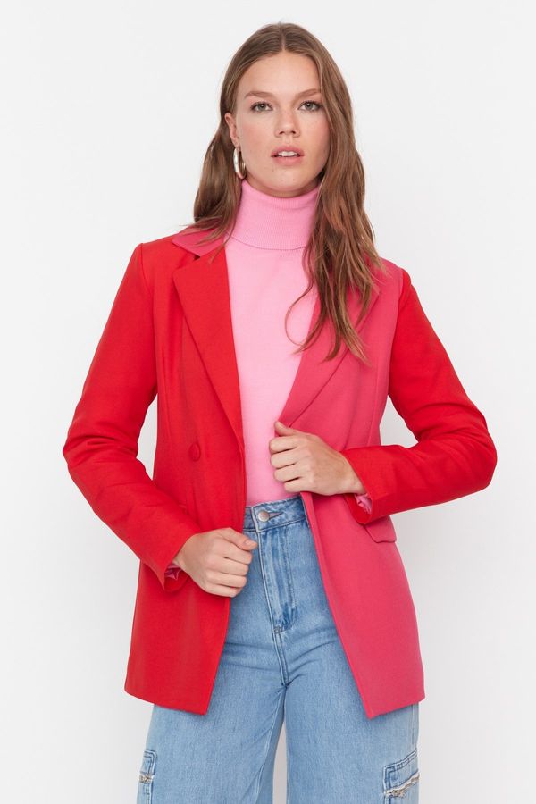 TRENDYOL RED TWO COLOR LINED BLAZER WOVEN JACKET