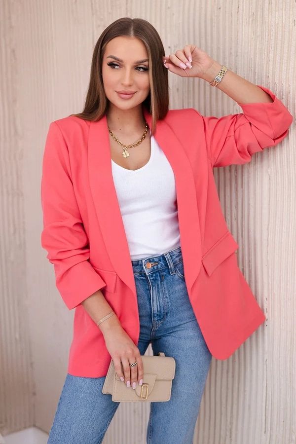 ELEGANT BLAZER WITH RASPBERRY LAPELS