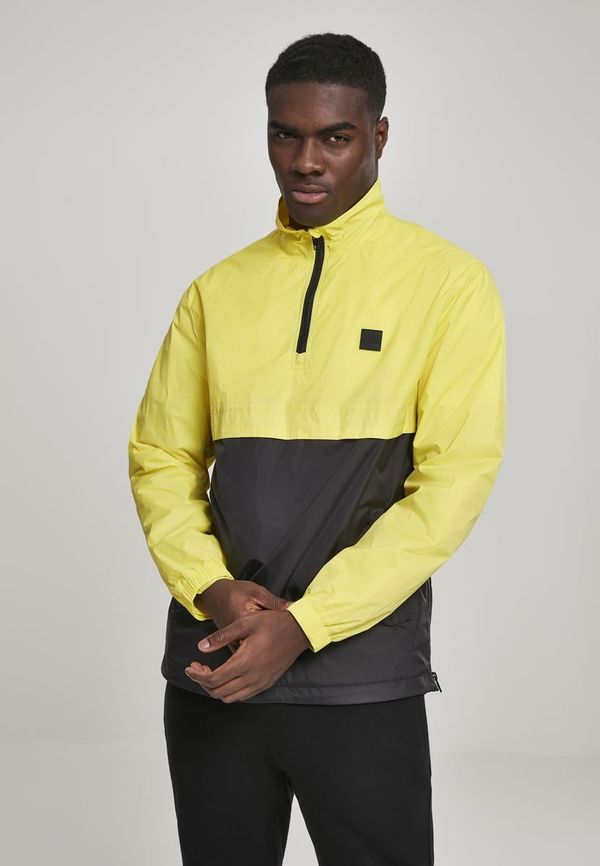 STAND UP COLLAR PULL OVER JACKET LIGHT YELLOW/BLK