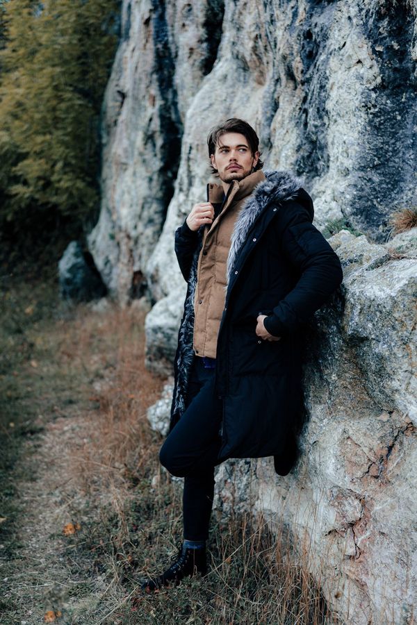 MADMEXT BLACK LONG FAUX SHEARLING DOWN COAT 5995