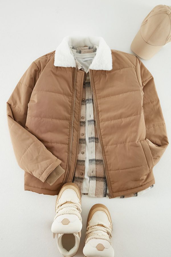 TRENDYOL MINK REGULAR FIT FLEECE LINED THICK COAT