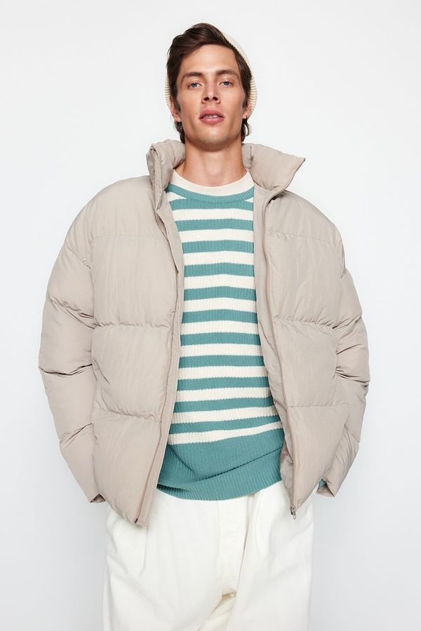 TRENDYOL STONE UNISEX OVERSIZE FIT STAND COLLAR PUFFER JACKET