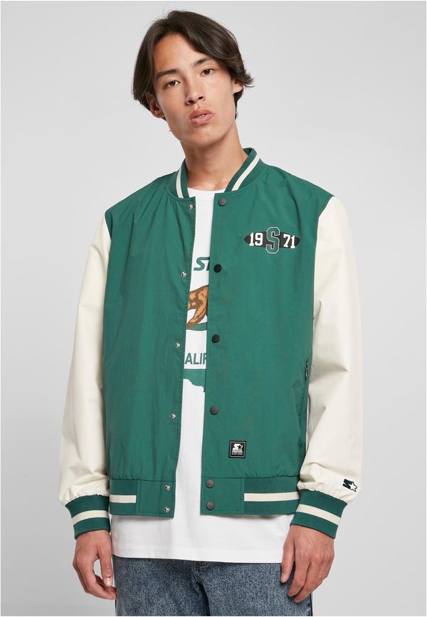 STARTER NYLON COLLEGE JACKET DARK FRESH GREEN/PALE WHITE