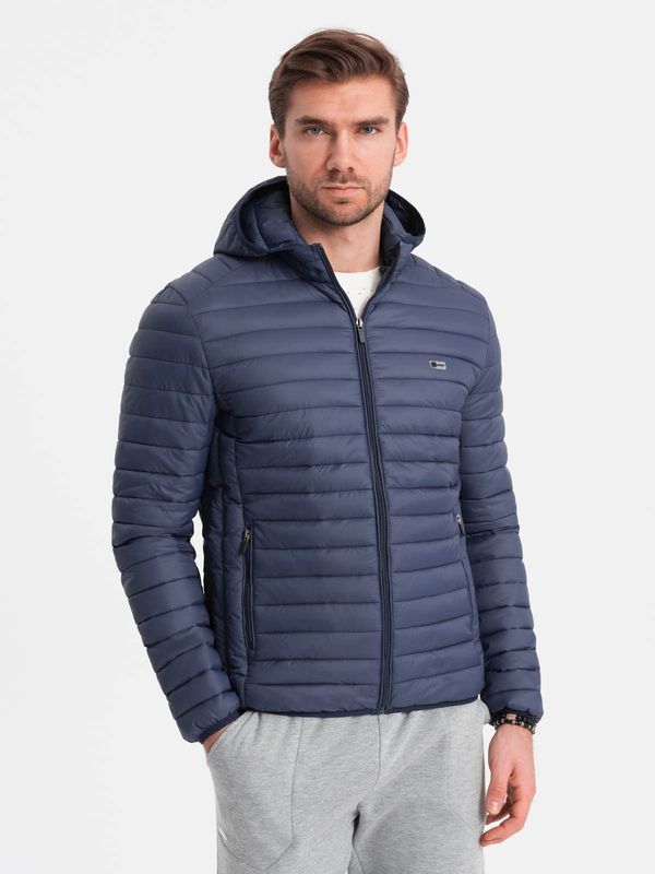 OMBRE MEN'S QUILTED BAGGED JACKET - NAVY BLUE