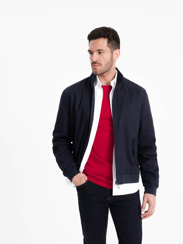 OMBRE MEN'S QUILTED BAGGED JACKET - NAVY BLUE