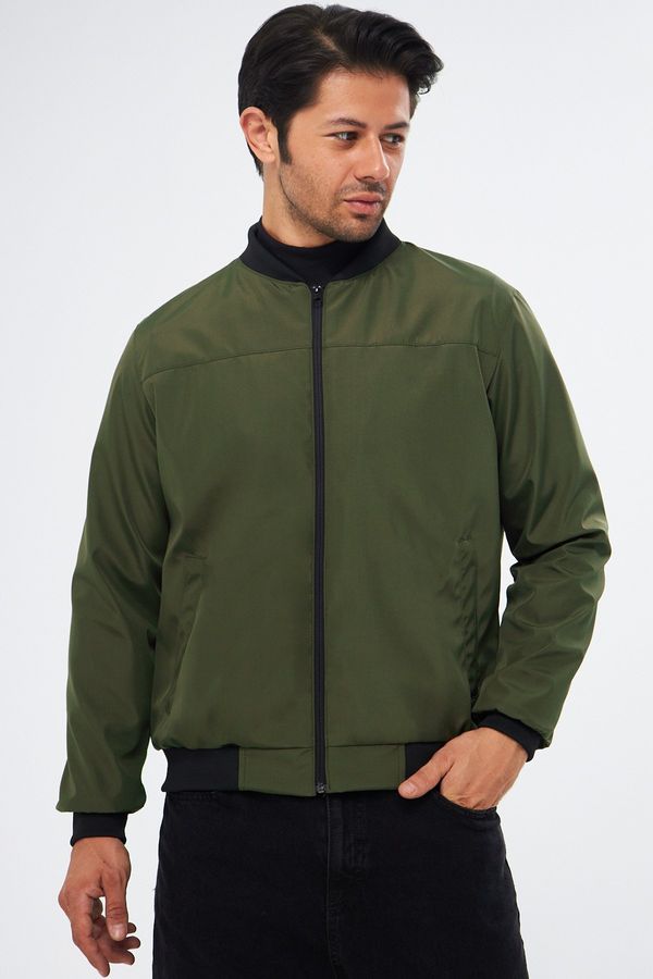 RIVER CLUB MEN'S COLLEGE COLLAR KHAKI WATERPROOF JACKET