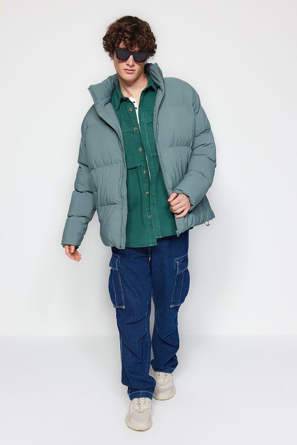 TRENDYOL MINT UNISEX OVERSIZE FIT STANDING COLLAR PUFFY COAT