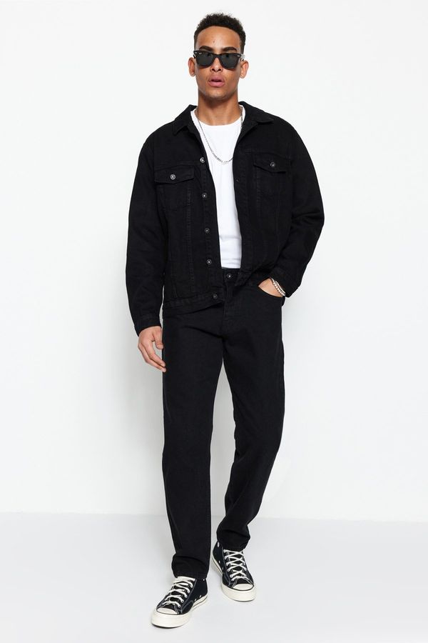 TRENDYOL BLACK REGULAR FIT BASIC DENIM JACKET
