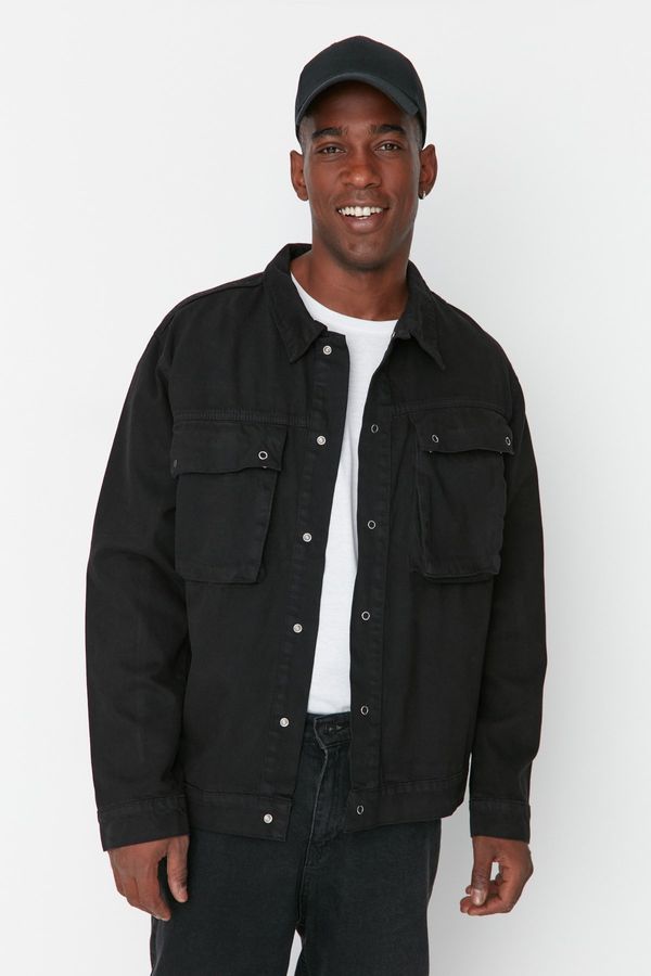 TRENDYOL BLACK MEN'S BIG POCKET TRUCKER JACKET