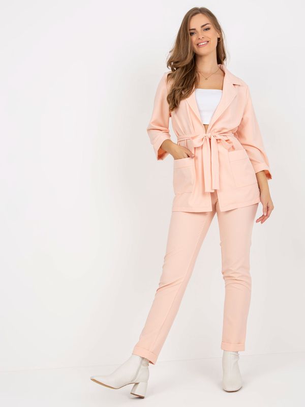 PEACH ELEGANT SET WITH TIED BELT