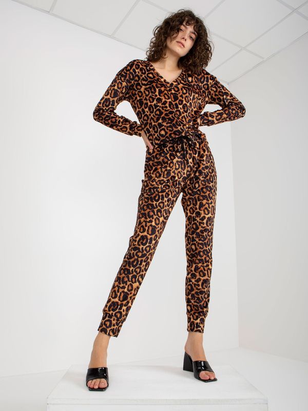DARK BEIGE AND BLACK VELOUR SET WITH PRINT