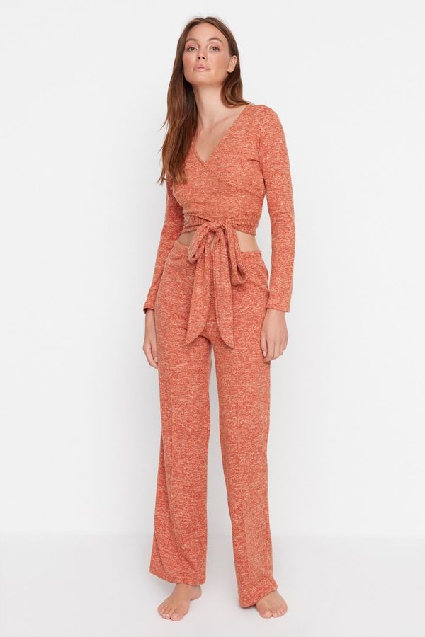 TRENDYOL ORANGE TIE DETAILED SOFT KNITTED BOTTOM TOP SET