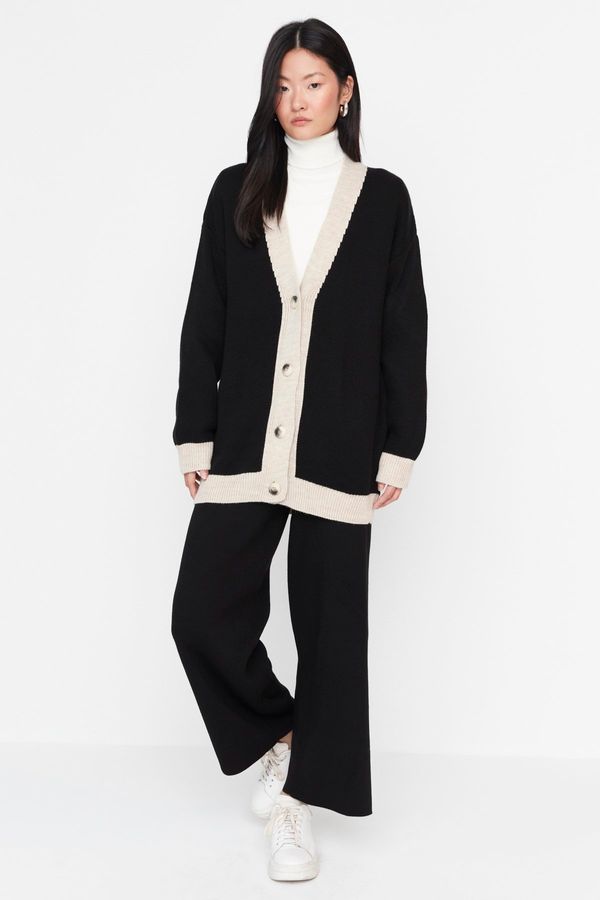 TRENDYOL STONE STRIP DETAILED CARDIGAN-PANTS KNITWEAR SET