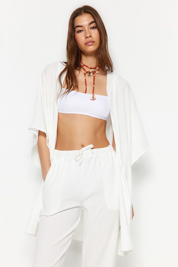 TRENDYOL BRIDAL ECRU WOVEN KIMONO TROUSERS SUIT