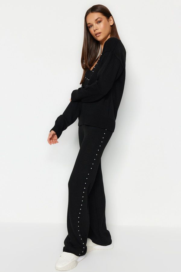 TRENDYOL BLACK WIDE FIT KNITWEAR TWO PIECE SET