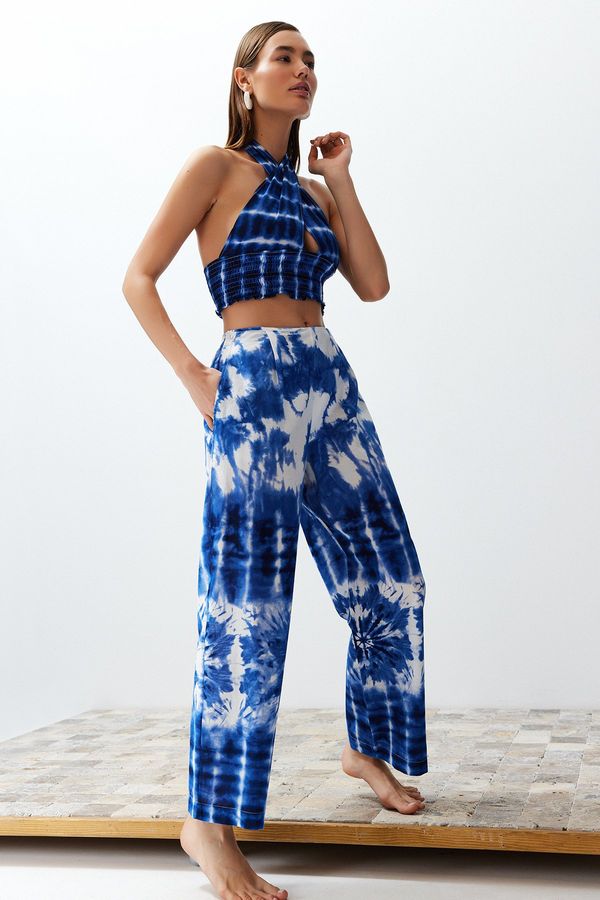 TRENDYOL ETHNIC PATTERNED WOVEN 100% COTTON BLOUSE TROUSER SUIT