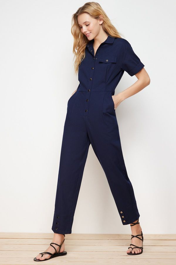 TRENDYOL NAVY BLUE WOVEN OVERALLS