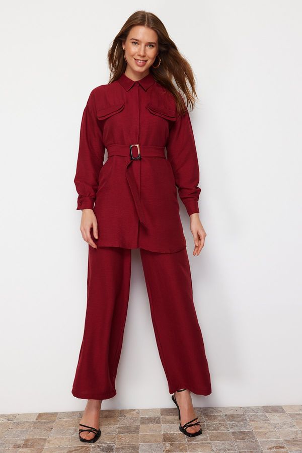 TRENDYOL RED WOVEN TWO-PIECE SET