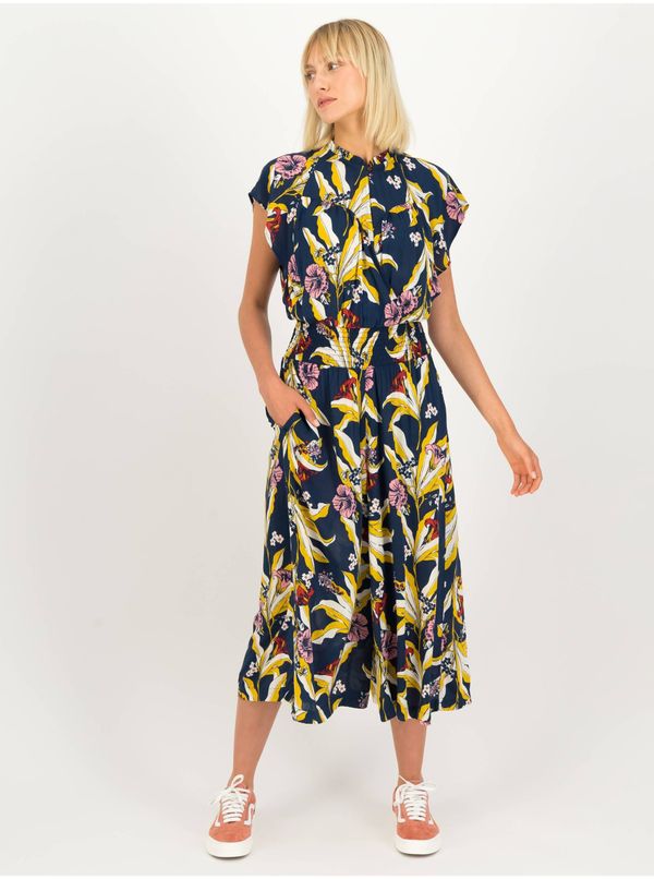 BLUTSGESCHWISTER LOVE'S LIGHT YELLOW-BLUE WOMENS FLOWERED OVERALL - LADIES