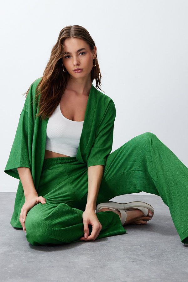 TRENDYOL GREEN RELAXED/COMFORTABLE CUT KIMONO KNITTED TWO PIECE SET
