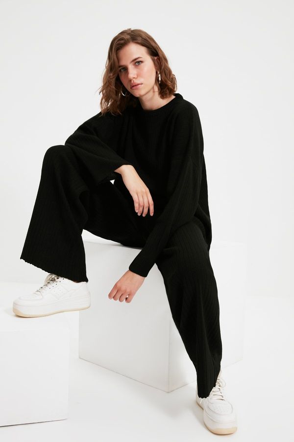 TRENDYOL BLACK CREW-NECK SWEATER TOP-UPPER SUIT