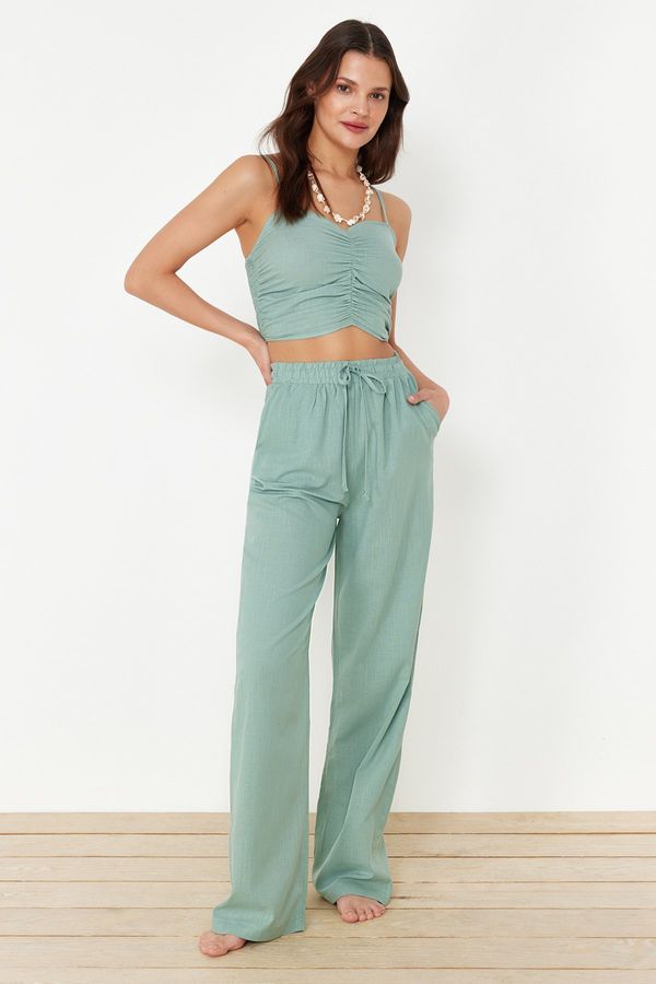 TRENDYOL MINT WOVEN BLOUSE TROUSERS SET