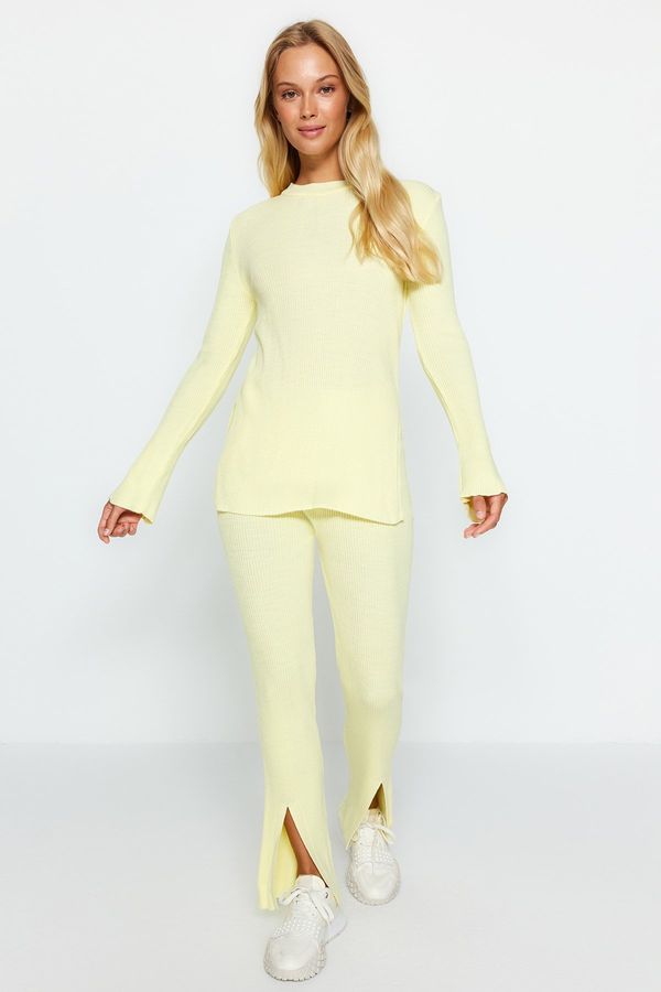 TRENDYOL YELLOW SLIT KNITWEAR TWO PIECE SET