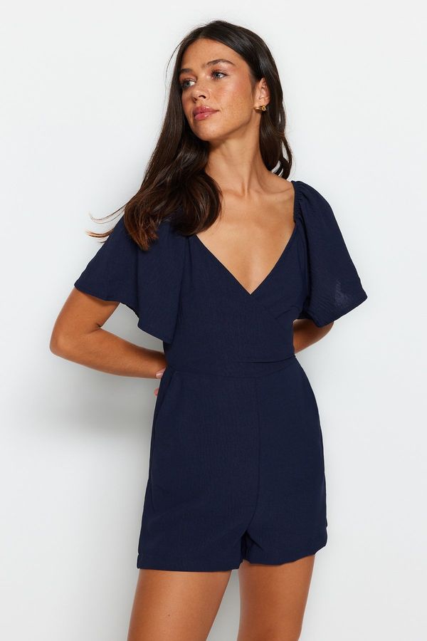 TRENDYOL NAVY BLUE BACK WINDOW DETAILED ANGEL SLEEVES MINI WOVEN JUMPSUIT