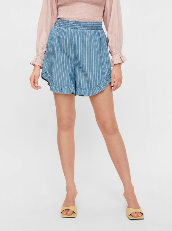 BLUE STRIPED LOOSE SHORTS PIECES TIFFANY - WOMEN'S
