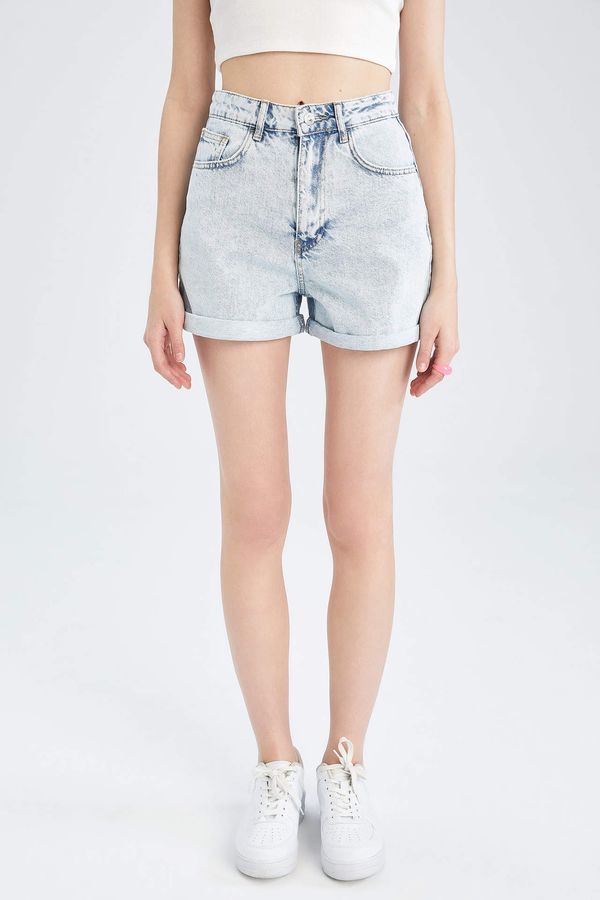 DEFACTO MOM FIT JEAN HIGH WAIST FOLDED LEG SHORT