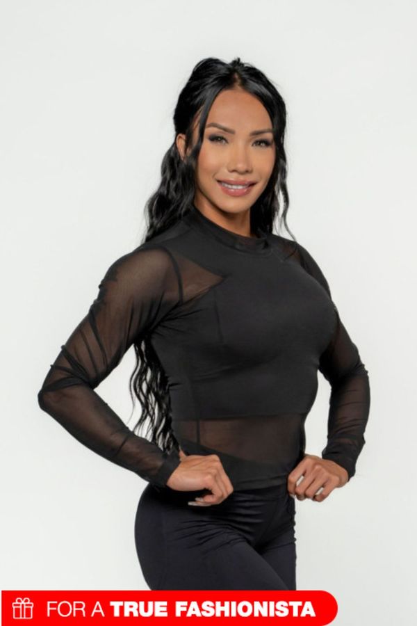 WOMEN'S LONG-SLEEVED TOP NEBBIA INTENSE SHEER GOLD/GOLD