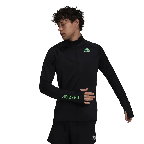 ADIDAS MEN'S T-SHIRT ADIZERO WARM 1/2 ZIP LS BLACK