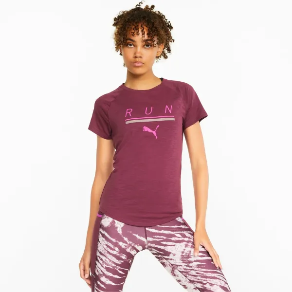 DÁMSKÉ TRIČKO PUMA RUN 5K LOGO TEE GRAPE WINE