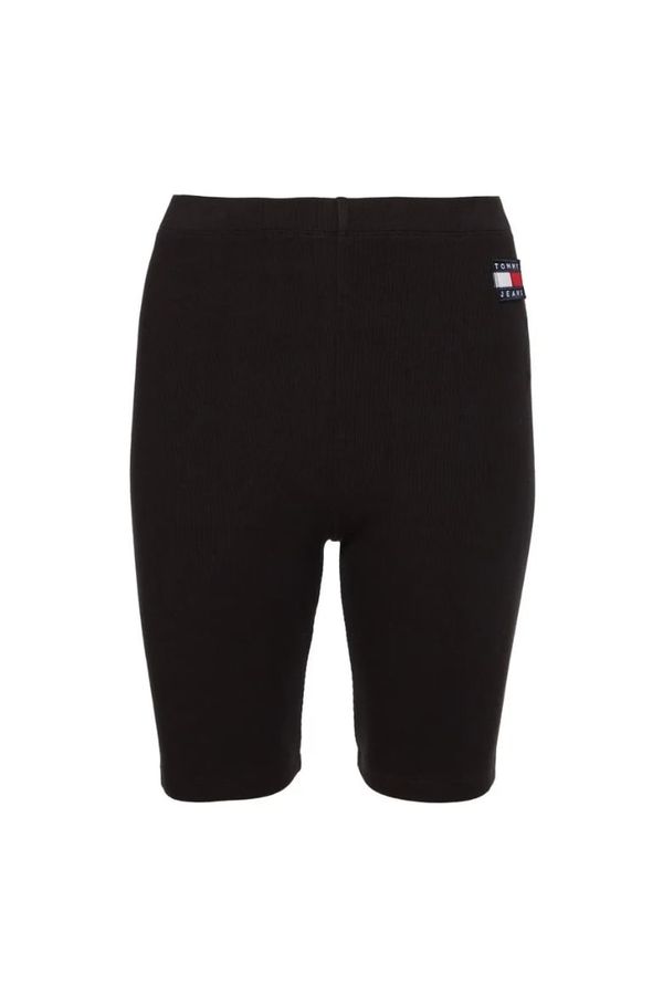 TOMMY JEANS SHORTS - TJW RIB BADGE CYCLE SHORT BLACK