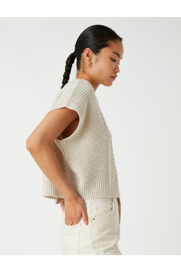 Koton Crop Sweater Stand-Up Collar