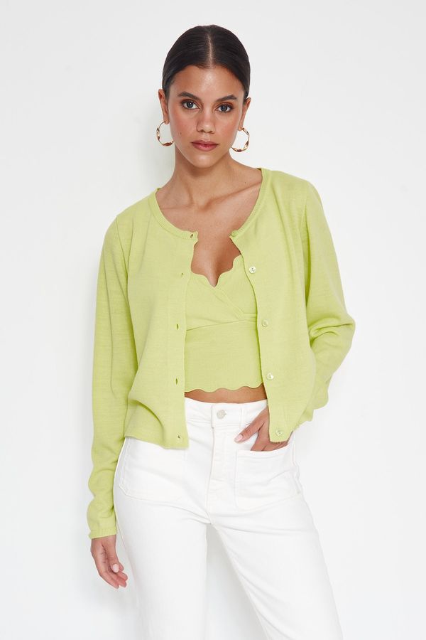 TRENDYOL MINT CROP 2-PACK TOP-ROUND CARDIGAN KNITWEAR SET