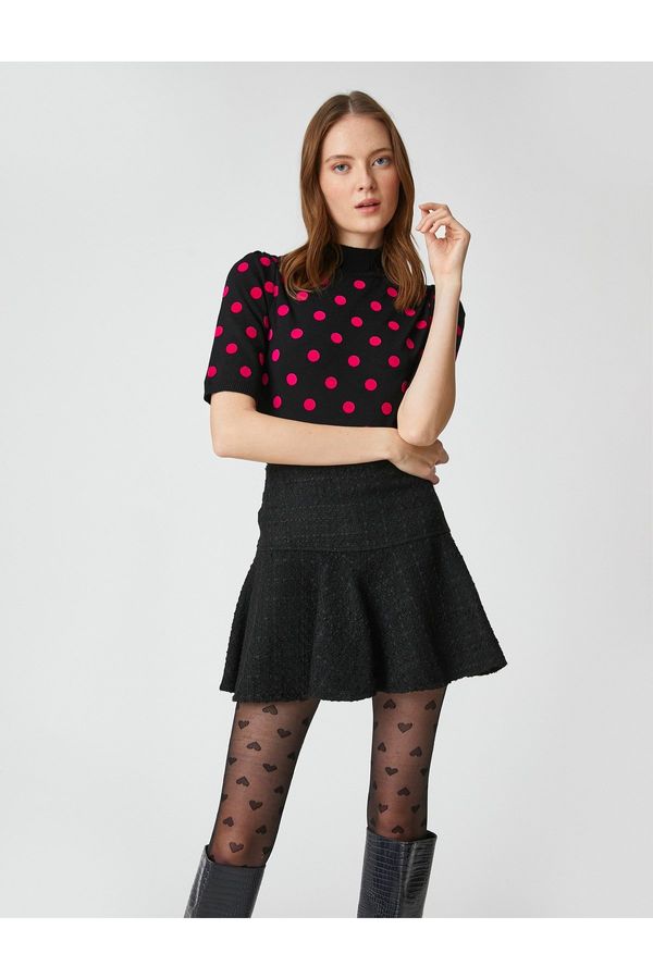 KOTON RACHEL ARAZ X - HALF TURTLENECK SHORT SLEEVE POLKA DOT SWEATER