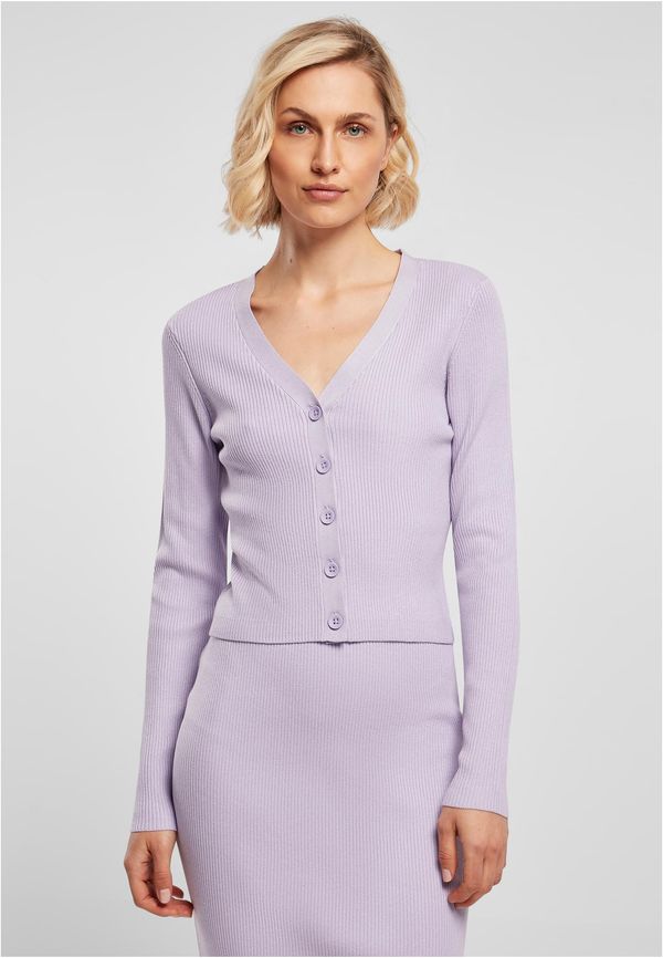 WOMEN'S CARDIGAN WITH SHORT RIB KNIT - LILAC