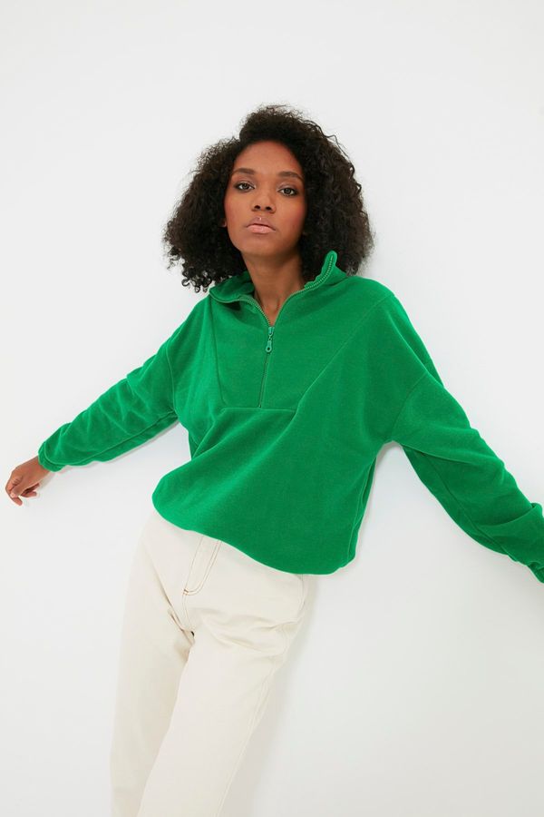 TRENDYOL SWEATSHIRT - GREEN - REGULAR FIT