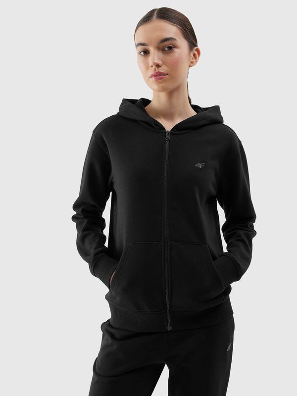 WOMEN'S SWEATSHIRT ZIPPED HOODIE 4F - BLACK