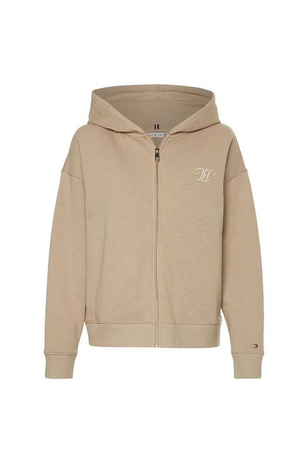 TOMMY HILFIGER SWEATSHIRT - RELAXED TH FULL ZIP HOODIE BEIGE