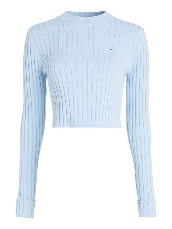 TOMMY JEANS SWEATER - TJW BXY CROP RIB SWEATER BLUE