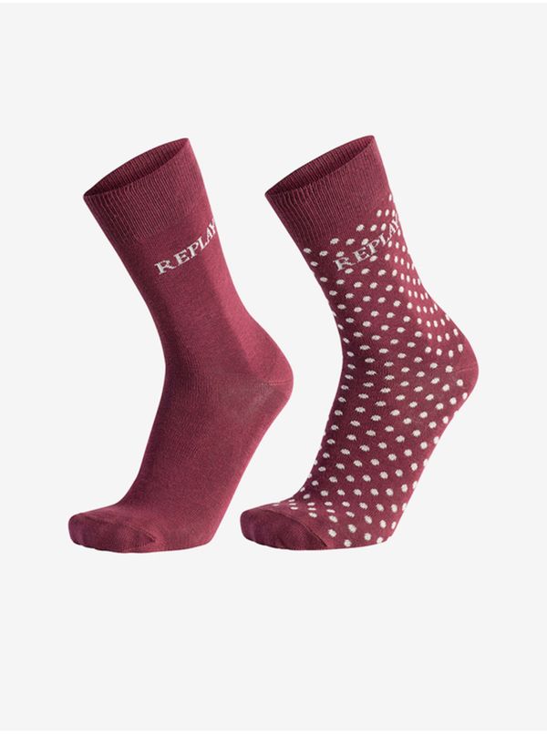 SET OF TWO PAIRS OF SOCKS IN REPLAY BURGUNDY - MEN