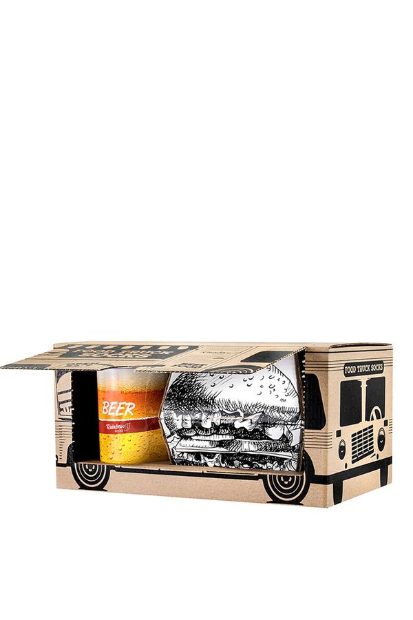 FOOD TRUCK SOCKS BOX BEER BURGER SET 3 PAIRS