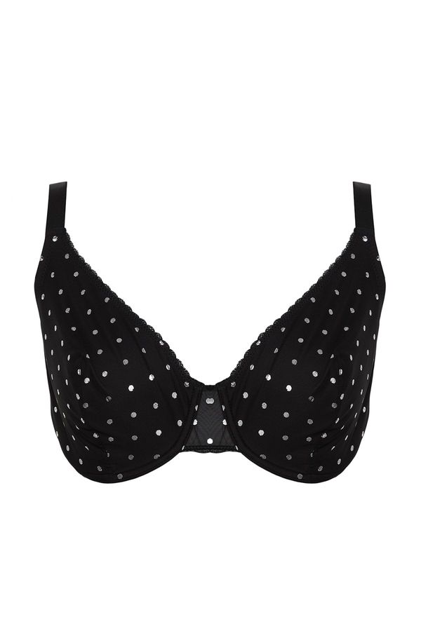 TRENDYOL CURVE BLACK POLKA DOT STRANDED MESH PLUS SIZE BRA