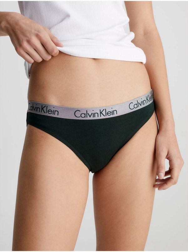 SET OF THREE WOMEN'S PANTIES IN DARK GREEN AND GREY CALVIN KLEIN UN - WOMEN