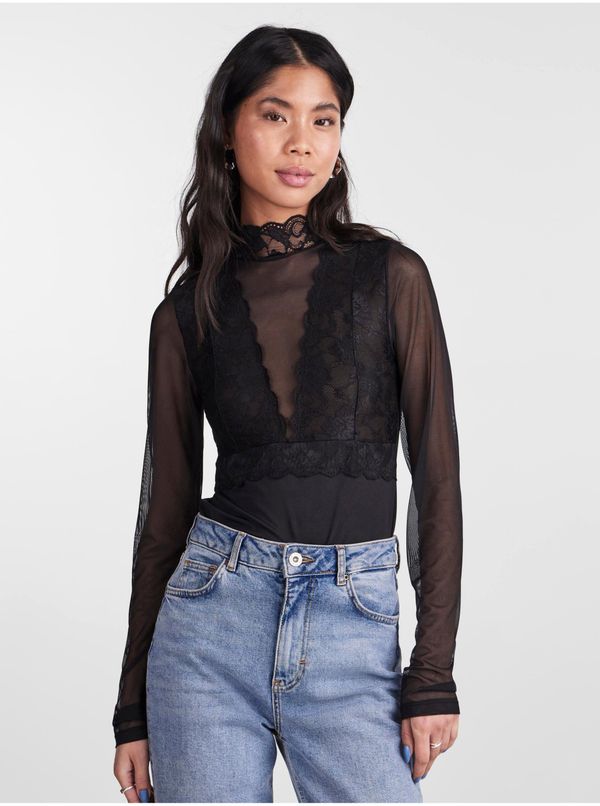 BLACK WOMEN'S BODYSUIT WITH LACE PIECES SICCA - WOMEN'S