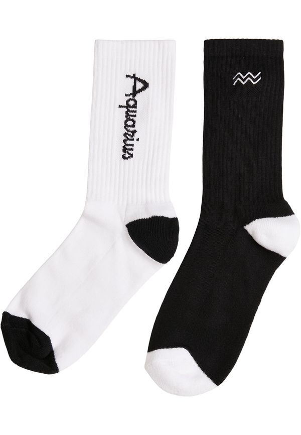 ZODIAC SOCKS 2-PACK BLACK/WHITE AQUARIUS
